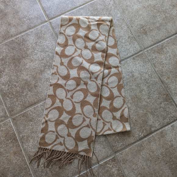Coach | Accessories | Coach Tan And Cream Scarf | Poshmark